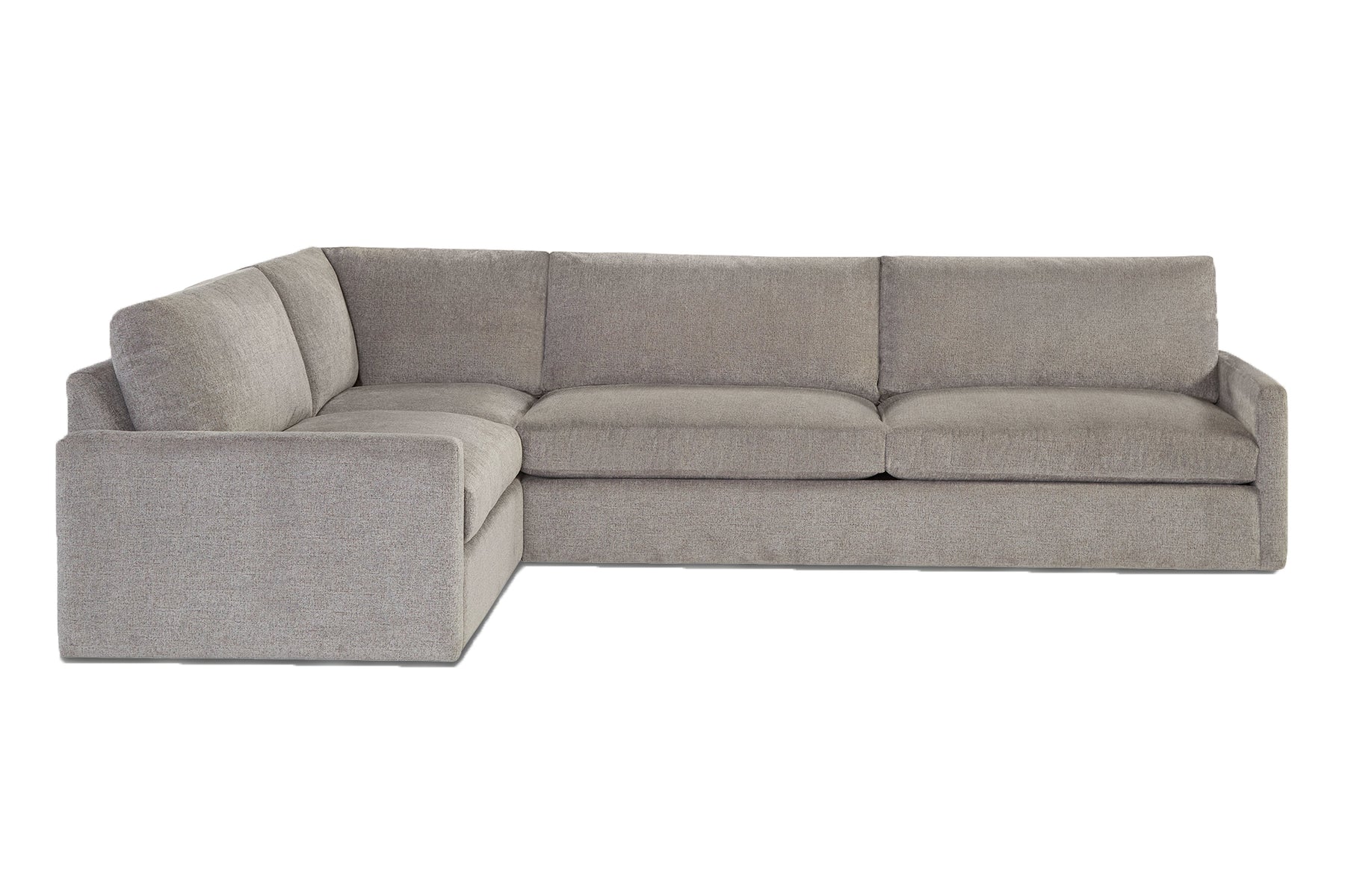 A custom made low profile sectional design at Five Elements Furniture.