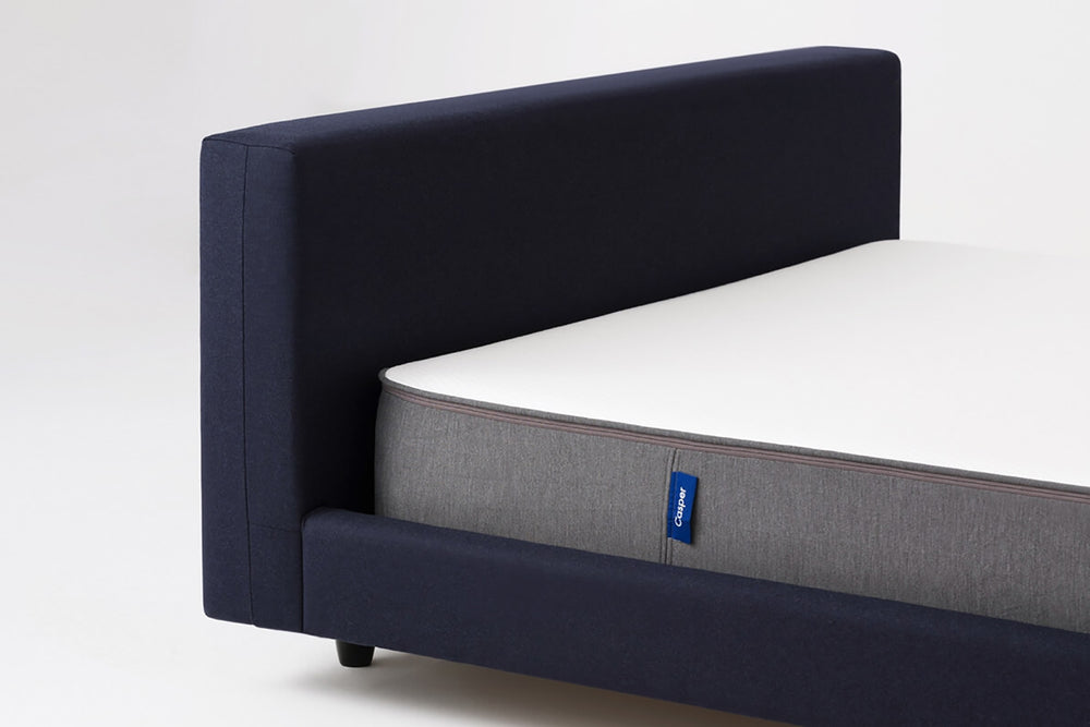 Bento upholstered bed by EQ3 at Five Elements Furniture